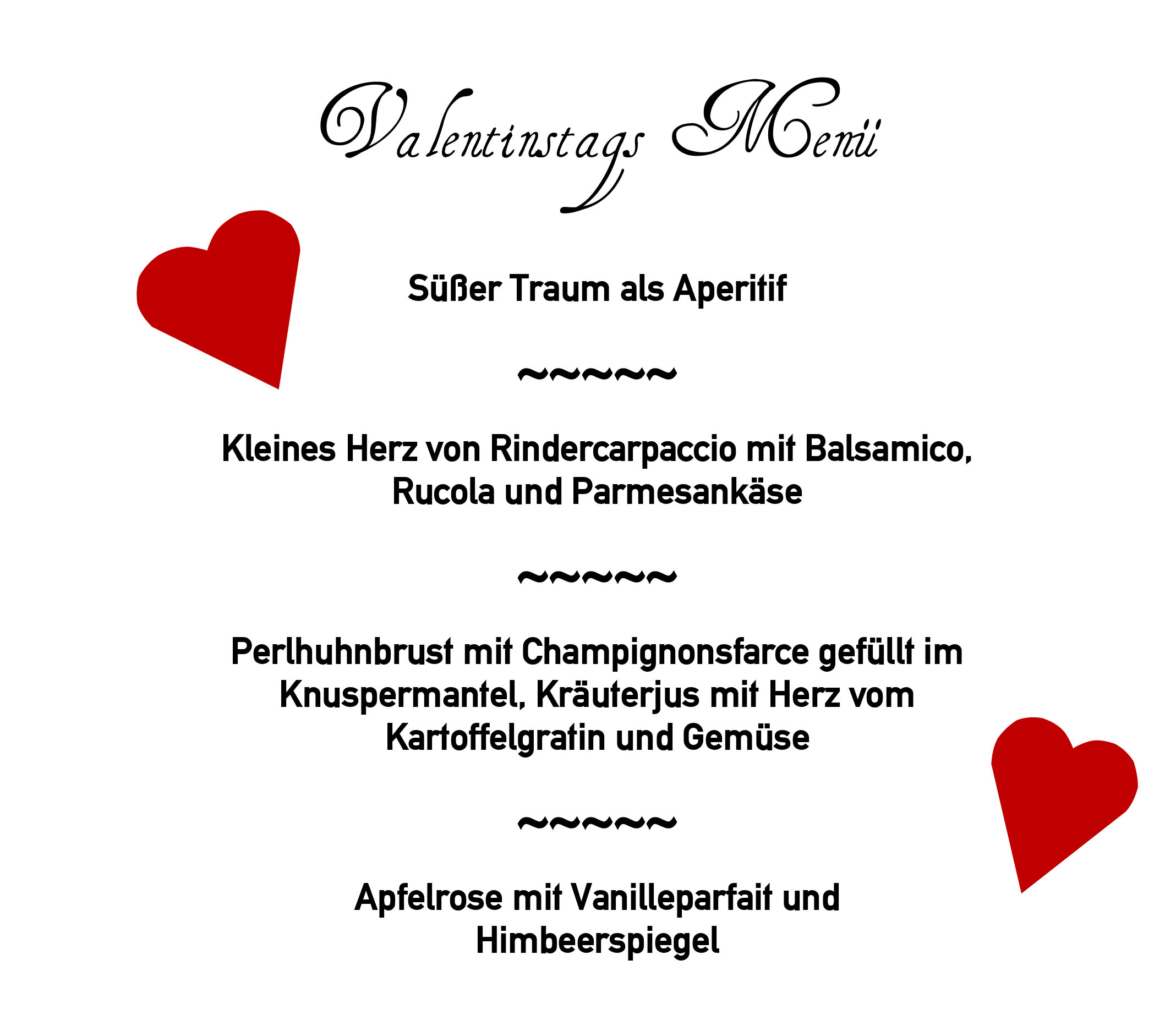 Valentinstags Menü